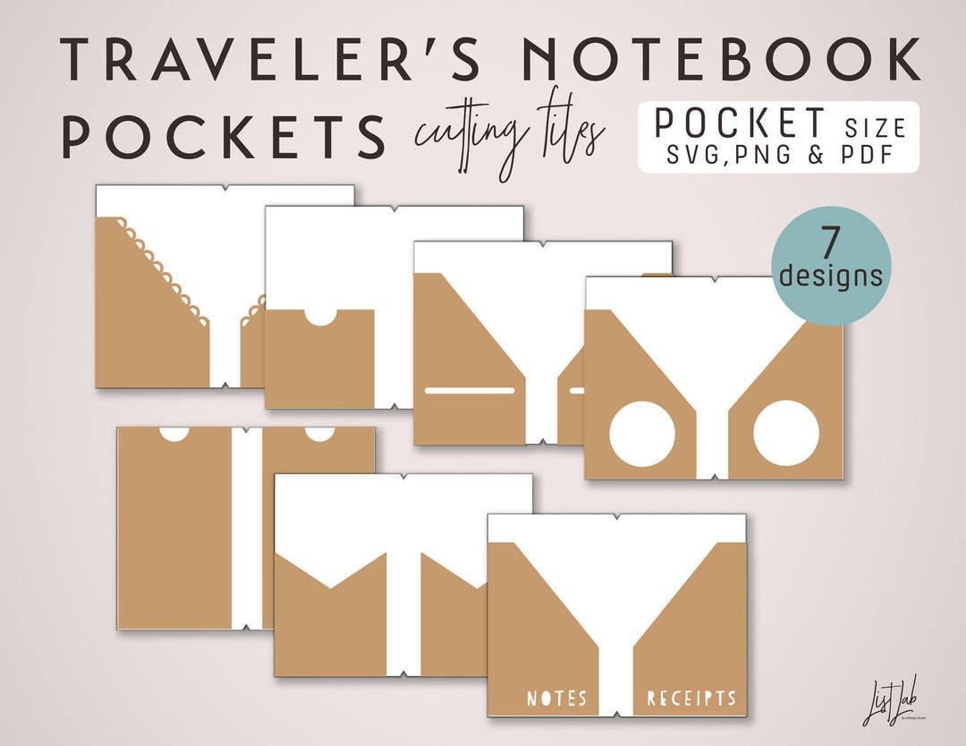 Pocket Size SVG Traveler's Notebook Pockets – Die Cutting Files (7 ...