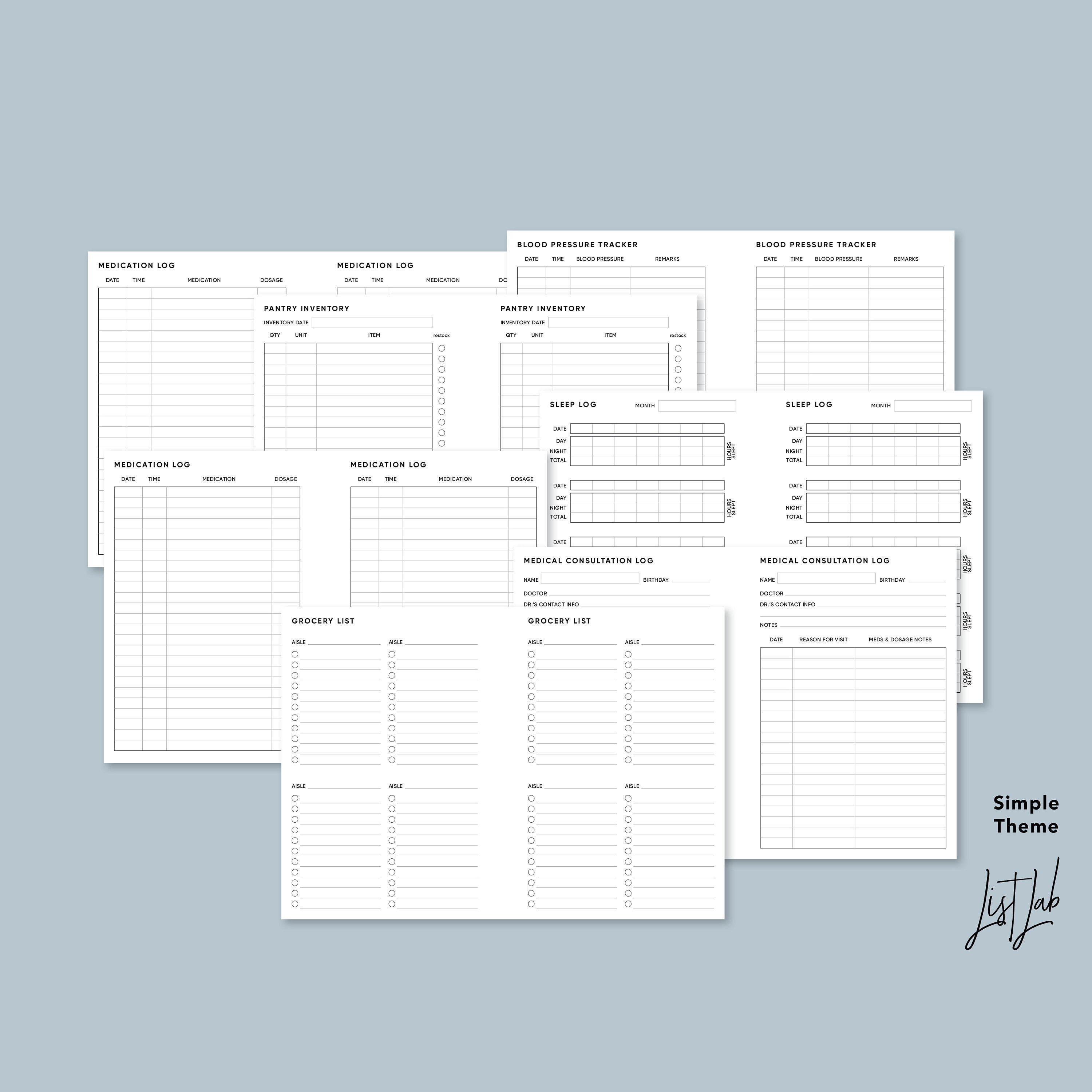 A6 Ring HEALTH KIT Printable Minimalist Ring Planner Inserts - Etsy