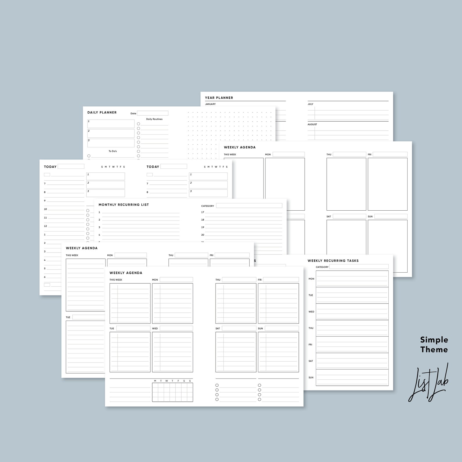 A6 Ring AGENDA KIT Printable Minimalist Ring Planner Inserts - Etsy