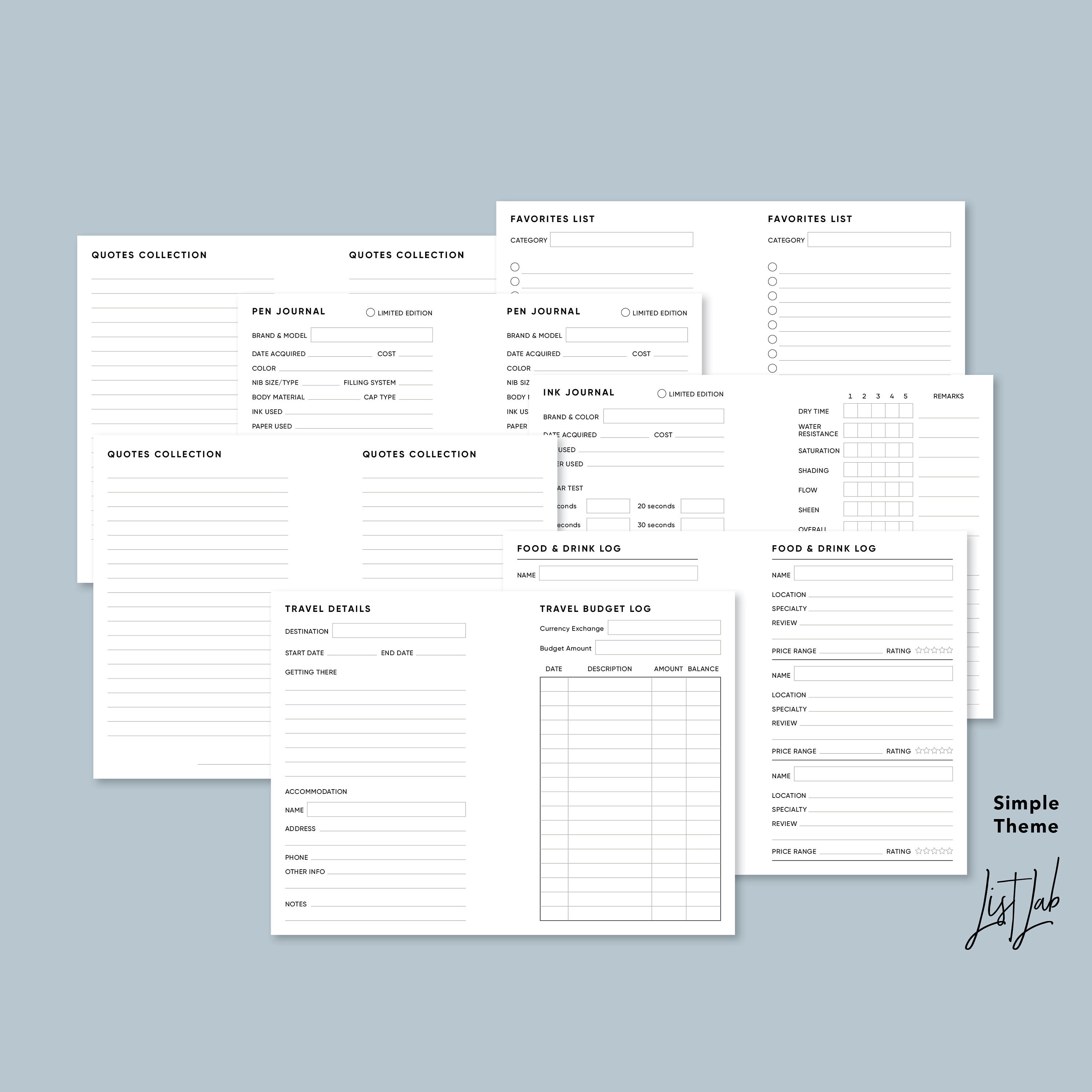 Simple Theme 20 Layouts Printable Pdf Personal Size ME TIME KIT For simple-theme-20-layouts-printable-pdf-personal-size-me-time-kit-for