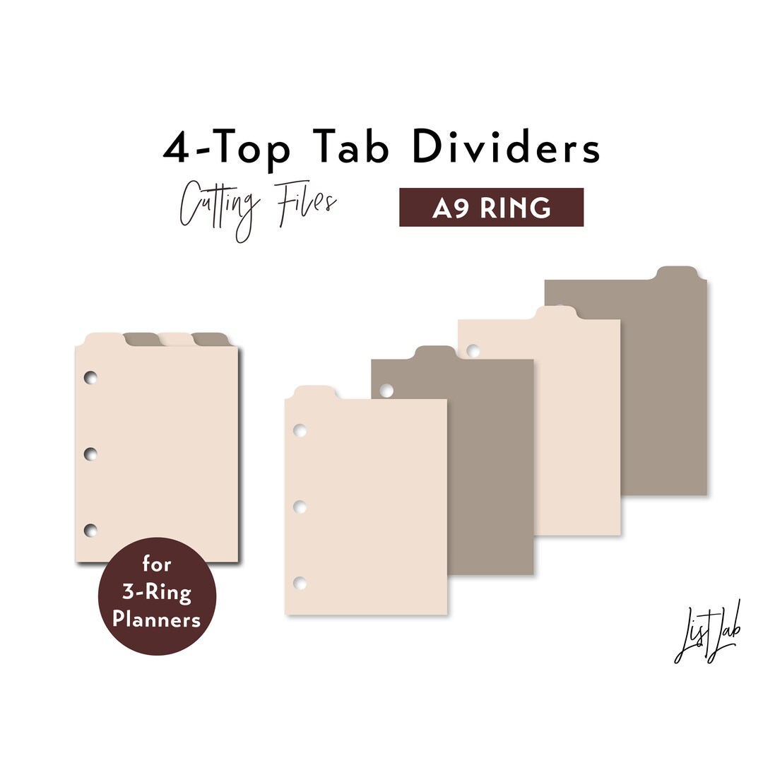 A9 Ring 4-TOP Tab Dividers - Overlapping Tabs Style – Die Cutting Files ...