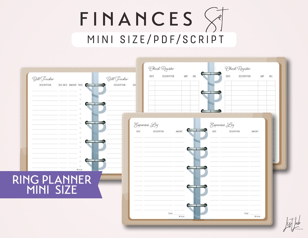 A8 / MINI Ring Finances Set | Printable Minimalist Ring Planner Inserts ...