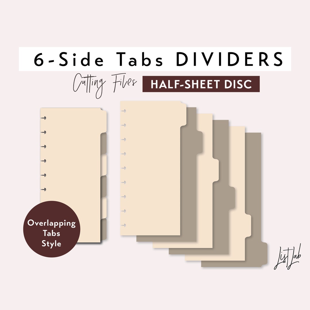 Half-sheet / Skinny Classic Disc 6 SIDE TAB DIVIDERS Discbound Planner ...