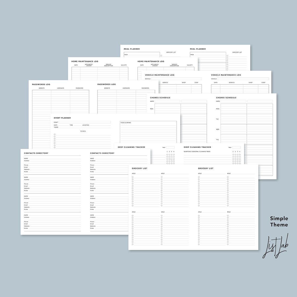 Classic Size HOME MANAGEMENT KIT for Disc Bound Planner - Printable Pdf ...