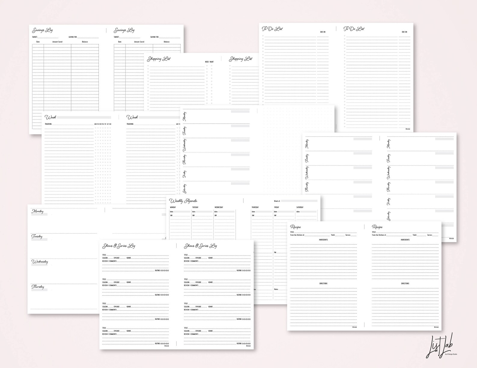 PERSONAL WIDE Size COMPLETE Printable Inserts Bundle for Ring Planner ...