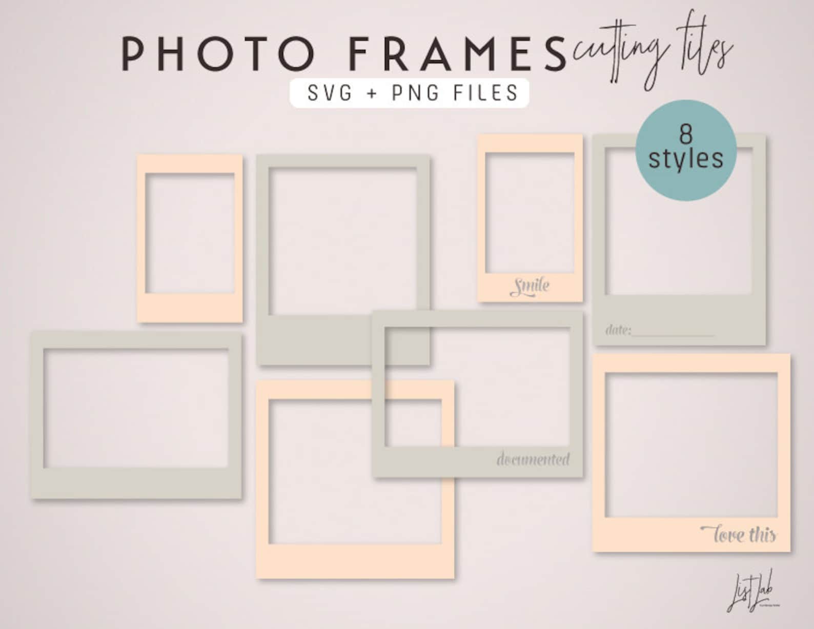SVG Photo Frames Die Cutting File with PNG Format - Etsy