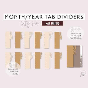 A5 Ring MONTH and YEAR Tab DIVIDERS Set – Die Cutting Files - Svg, Png ...