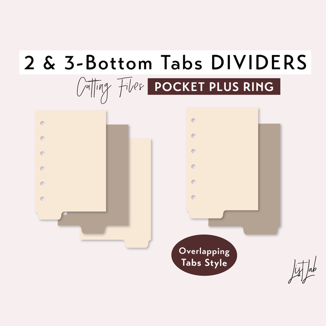 POCKET PLUS Ring 2 & 3 BOTTOM Tab Dividers - Overlapping Tabs – Cutting ...