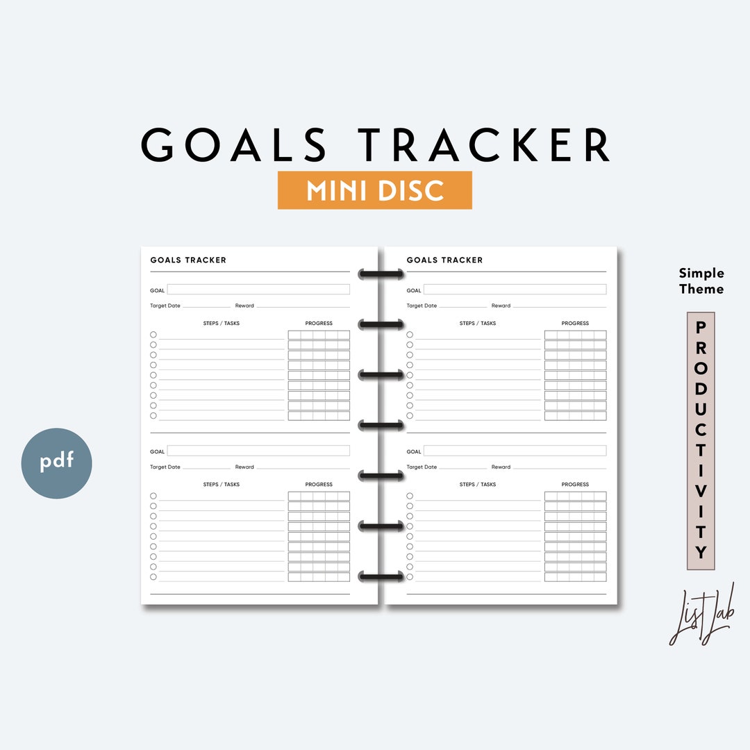 MINI Disc GOALS Tracker | Printable Minimalist Discbound Planner Insert ...