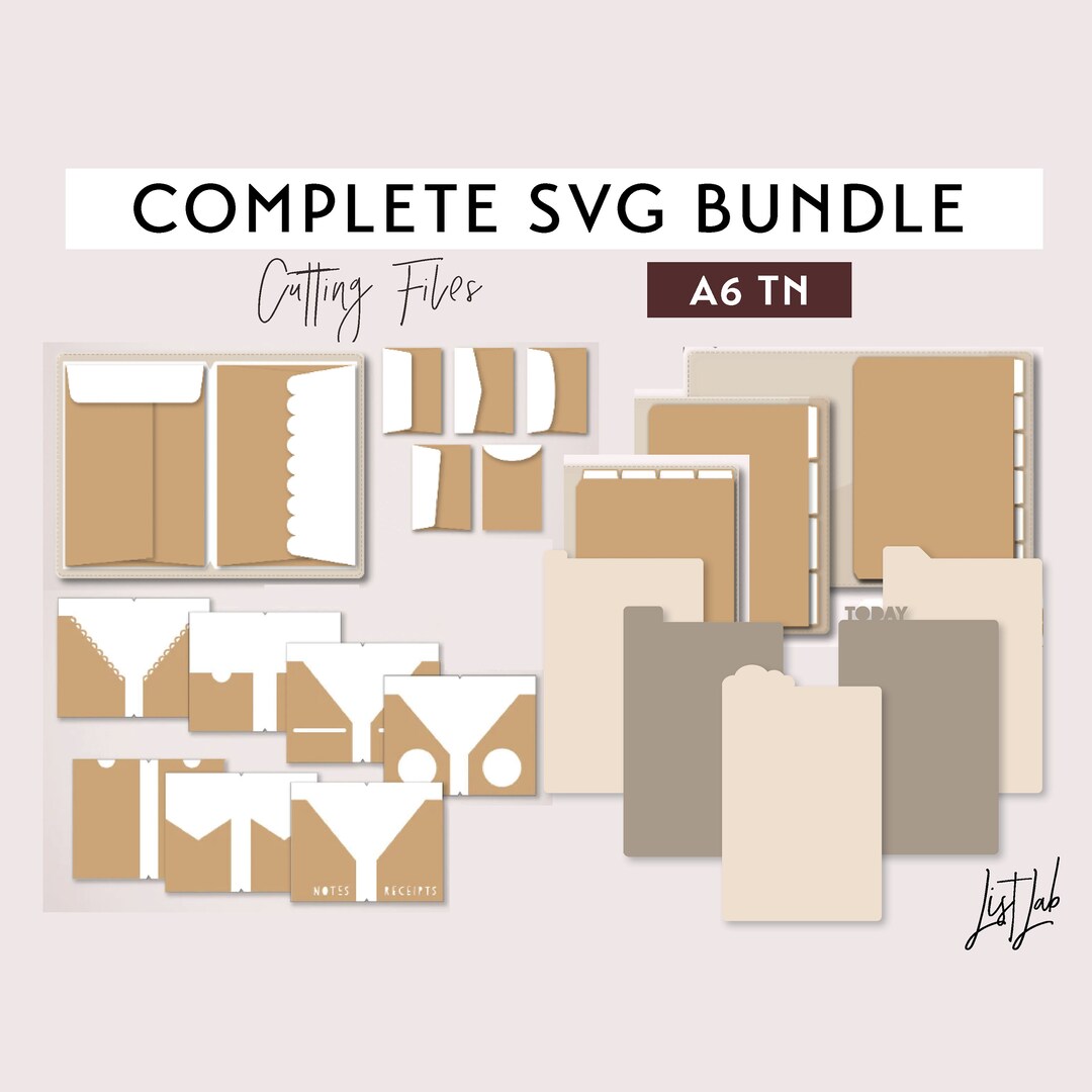 A6 TN COMPLETE SVG Cut Files Bundle – Traveler's Notebook Die Cutting ...