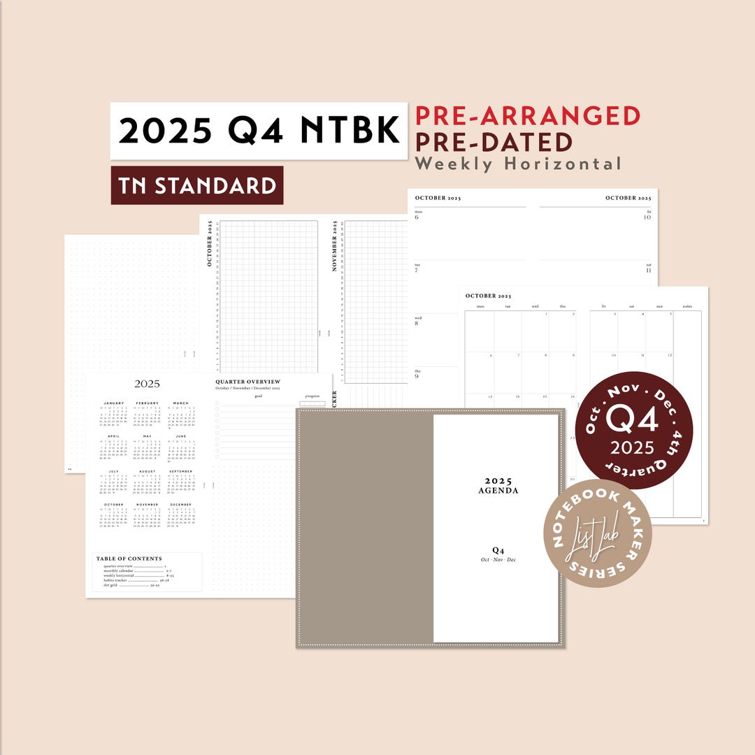 Standard TN 2025 Q4 Fourth Quarter Pre-arranged Printable Kit - Weekly ...