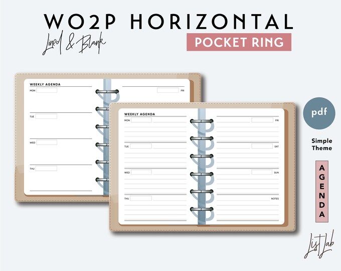 Pocket Weekly Planner 2024 Printable Week on 2 Pages Beige and Black ...