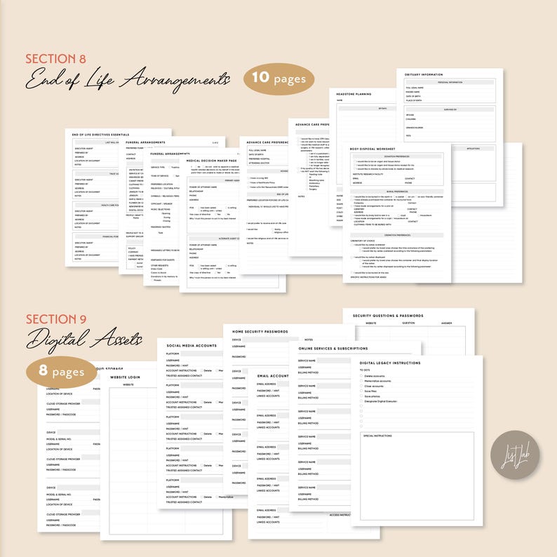 End of Life Planner Printable Kit | Legacy Binder | Letter Size | Just ...