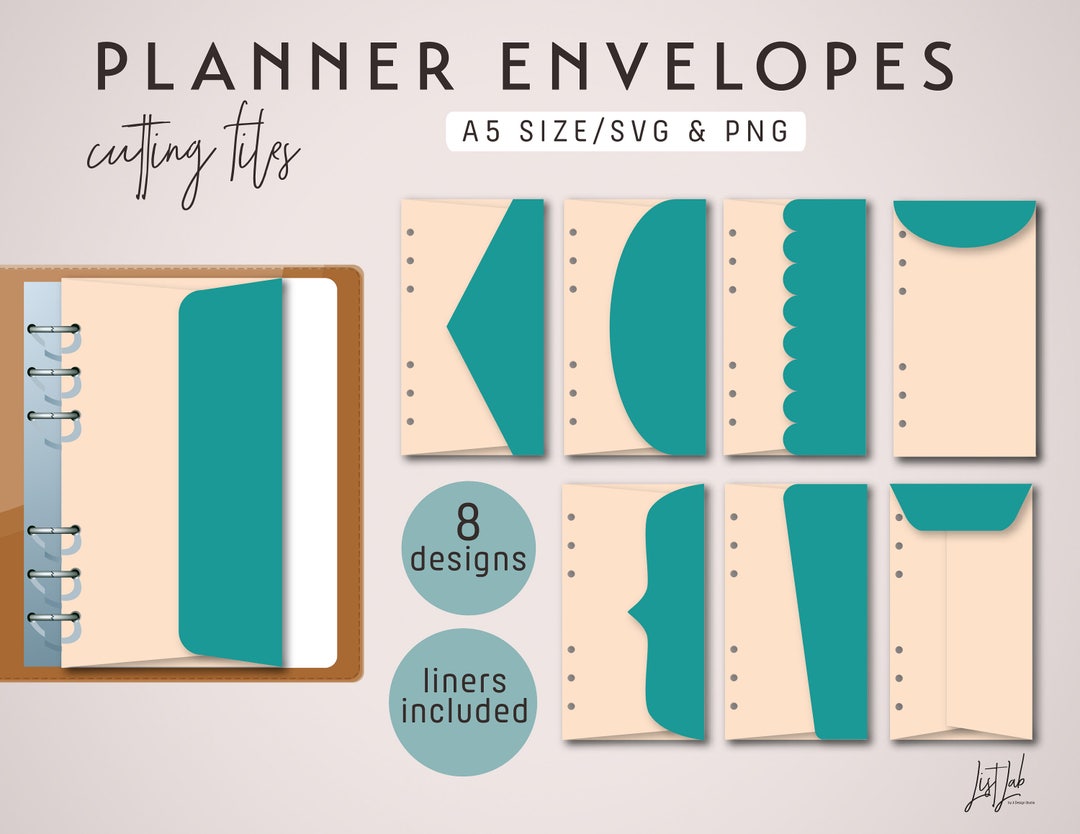A5 PLANNER ENVELOPES Cutting Files – Die Cutting Files Set (8 Designs ...