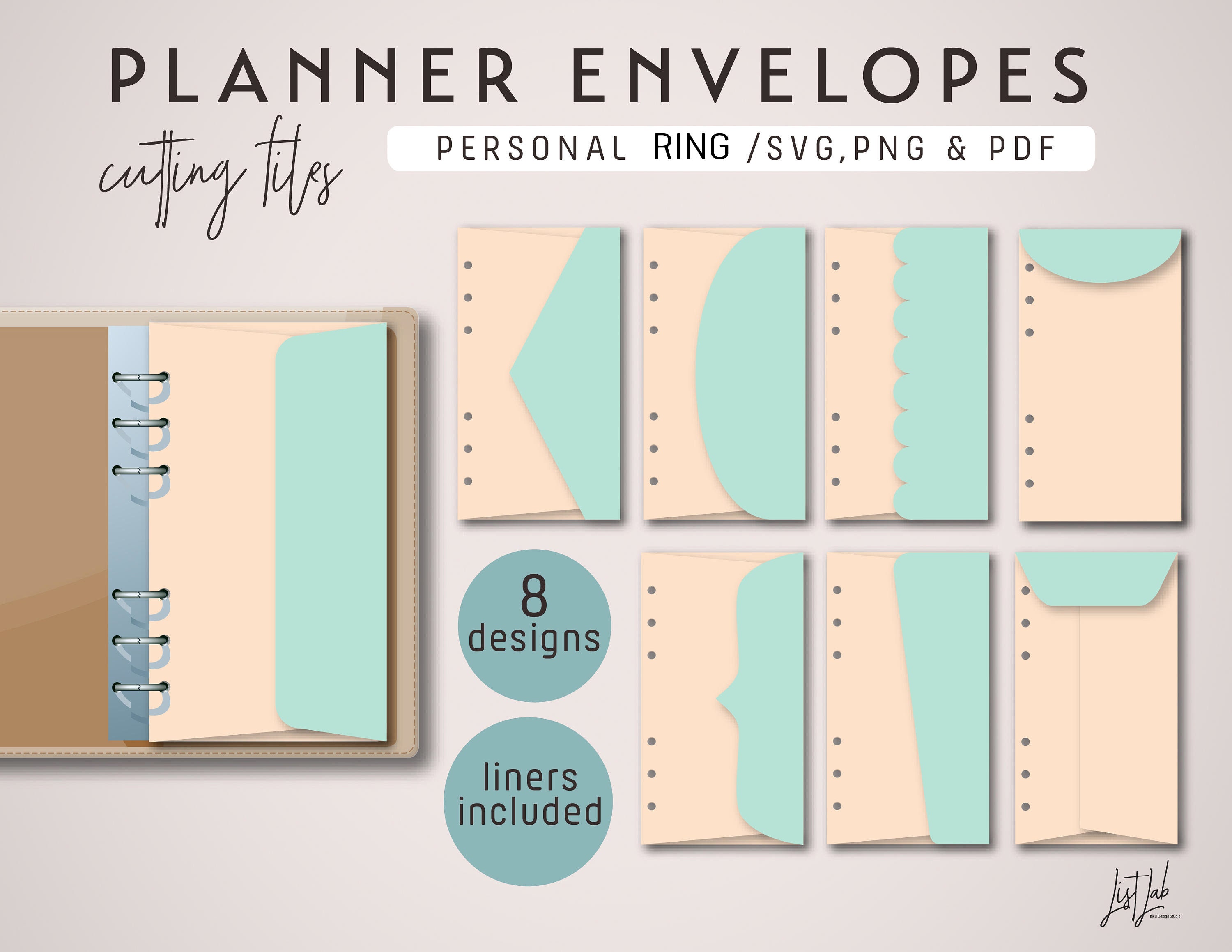 PLANNER ENVELOPES Personal SVG Die Cutting Files 8 Designs | Etsy