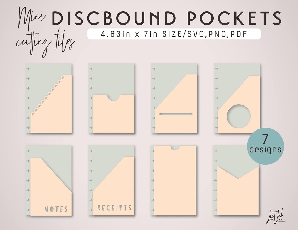Mini Discbound Size PLANNER POCKETS Die Cutting Files Set 7 - Etsy