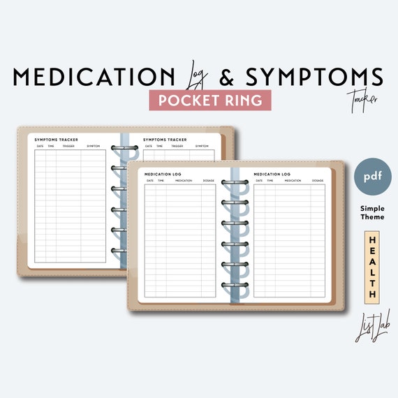 Pocket Ring MEDICATION Log and SYMPTOMS Trackers Set - Etsy