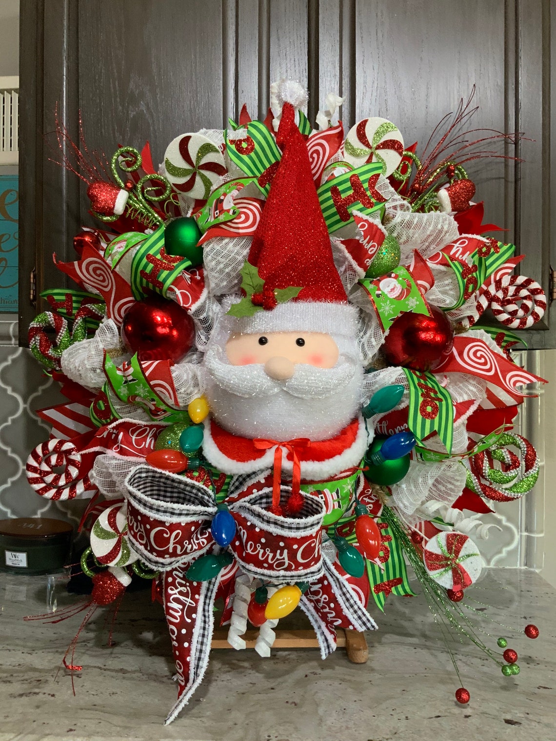 Santa Wreath Santa Claus Wreath Christmas Wreath Christmas | Etsy