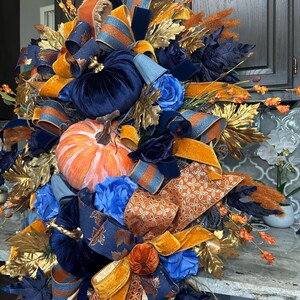 Blue Pumpkin Fall Wreath: XL Autumn Decor - Etsy