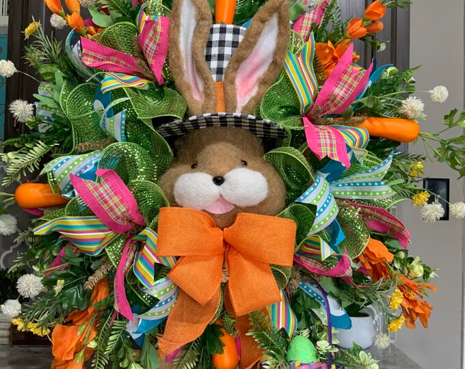 Easter Bunny Wreath, Easter Wreath, Easter Decorations, Easter Decor ...