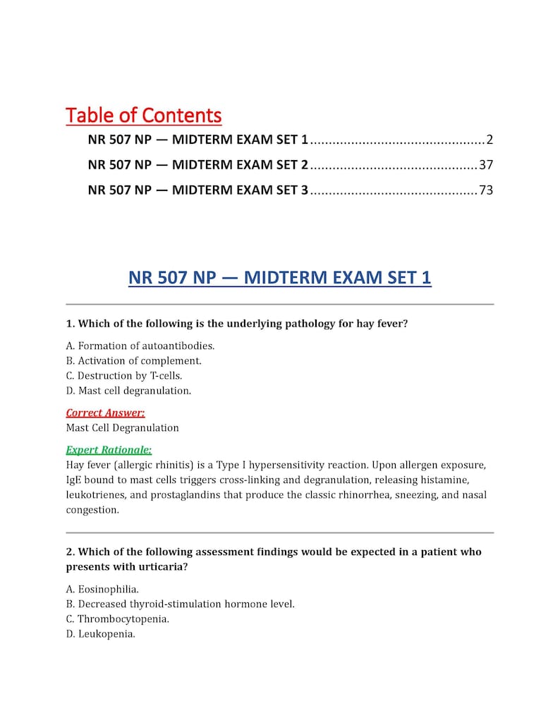 2026 NR 507 NP Midterm Exam, 3 Full Set, Weeks 1-4 Advanced ...