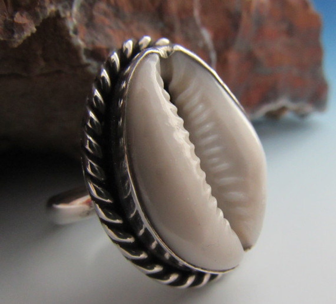 Sterling Silver Twist Cowrie Shell Ring With Free Polishing Cloth - Etsy