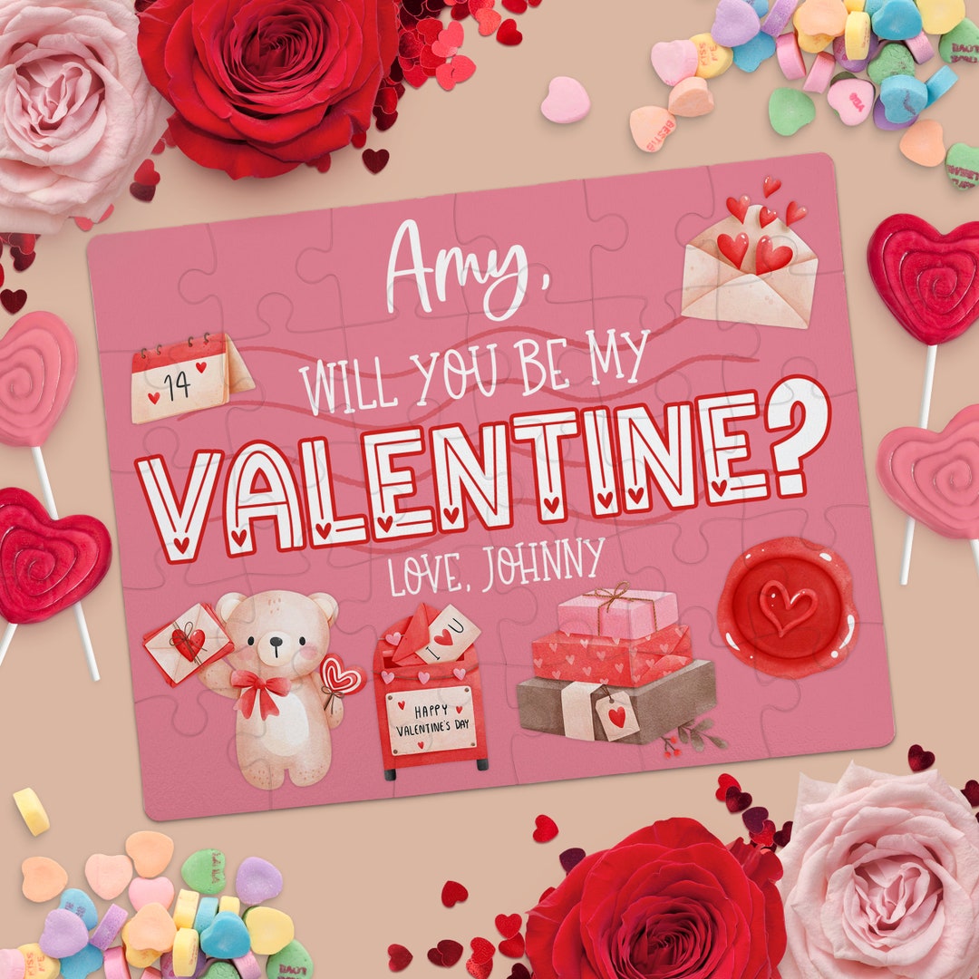 Personalized Valentine Puzzle – Cute Valentine Icons Will You Be My ...
