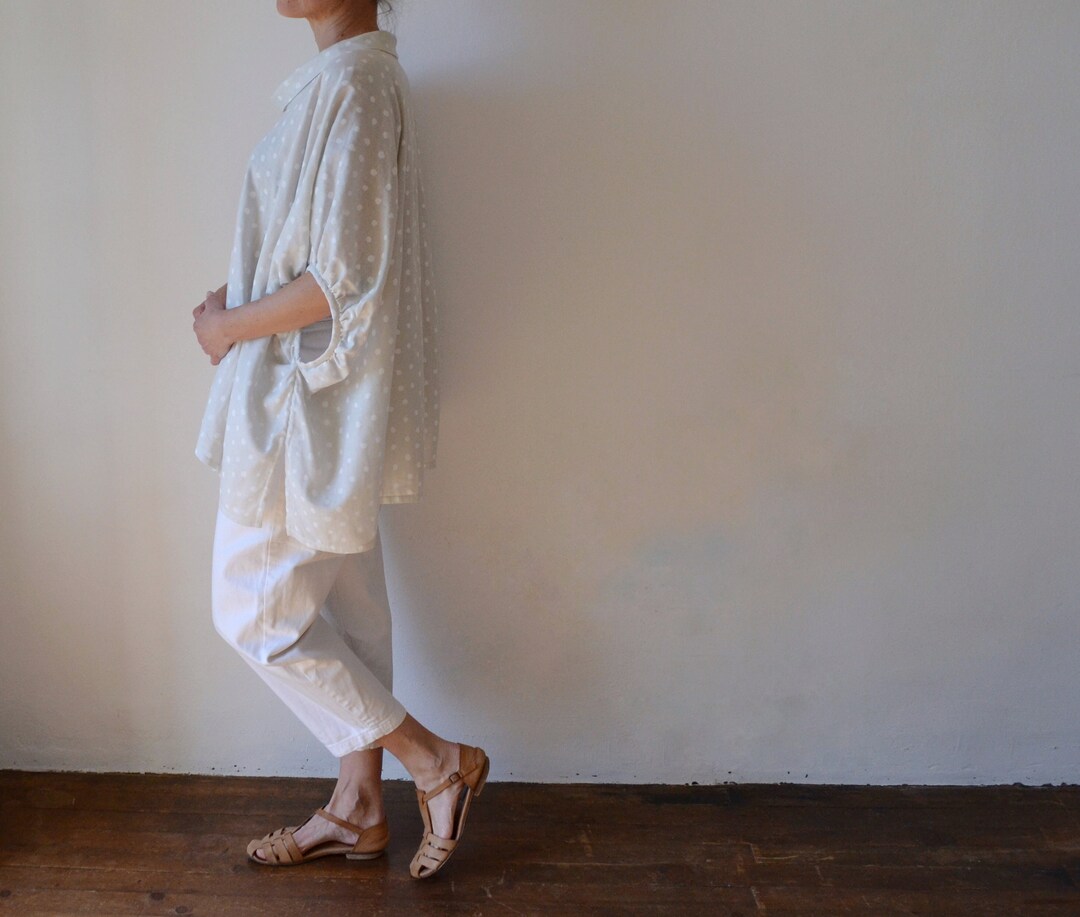 Linen Smock Top: Loose Polka Dot Blouse, Plus Size Maternity - Etsy