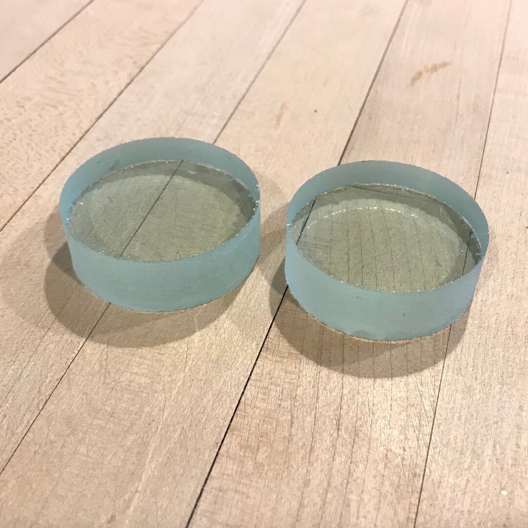 2 Clear Glass Cylinders Pucks - Etsy