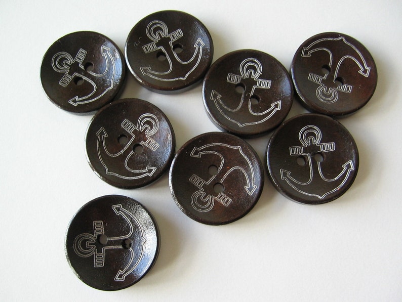 12 Wood Anchor Buttons 20mm or 3/4 - Etsy