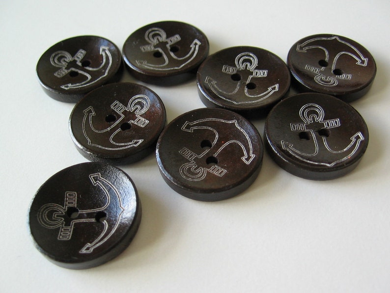 12 Wood Anchor Buttons 20mm or 3/4 - Etsy