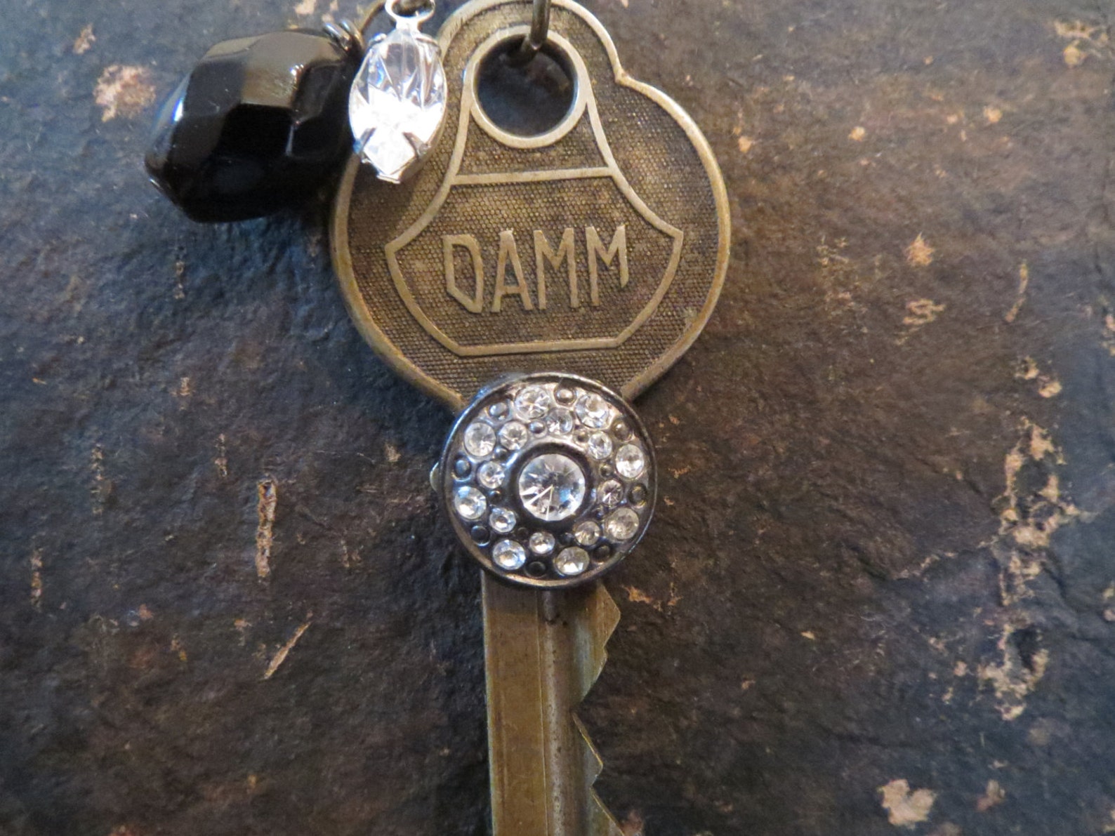 Vintage Button and Key Necklace - Etsy