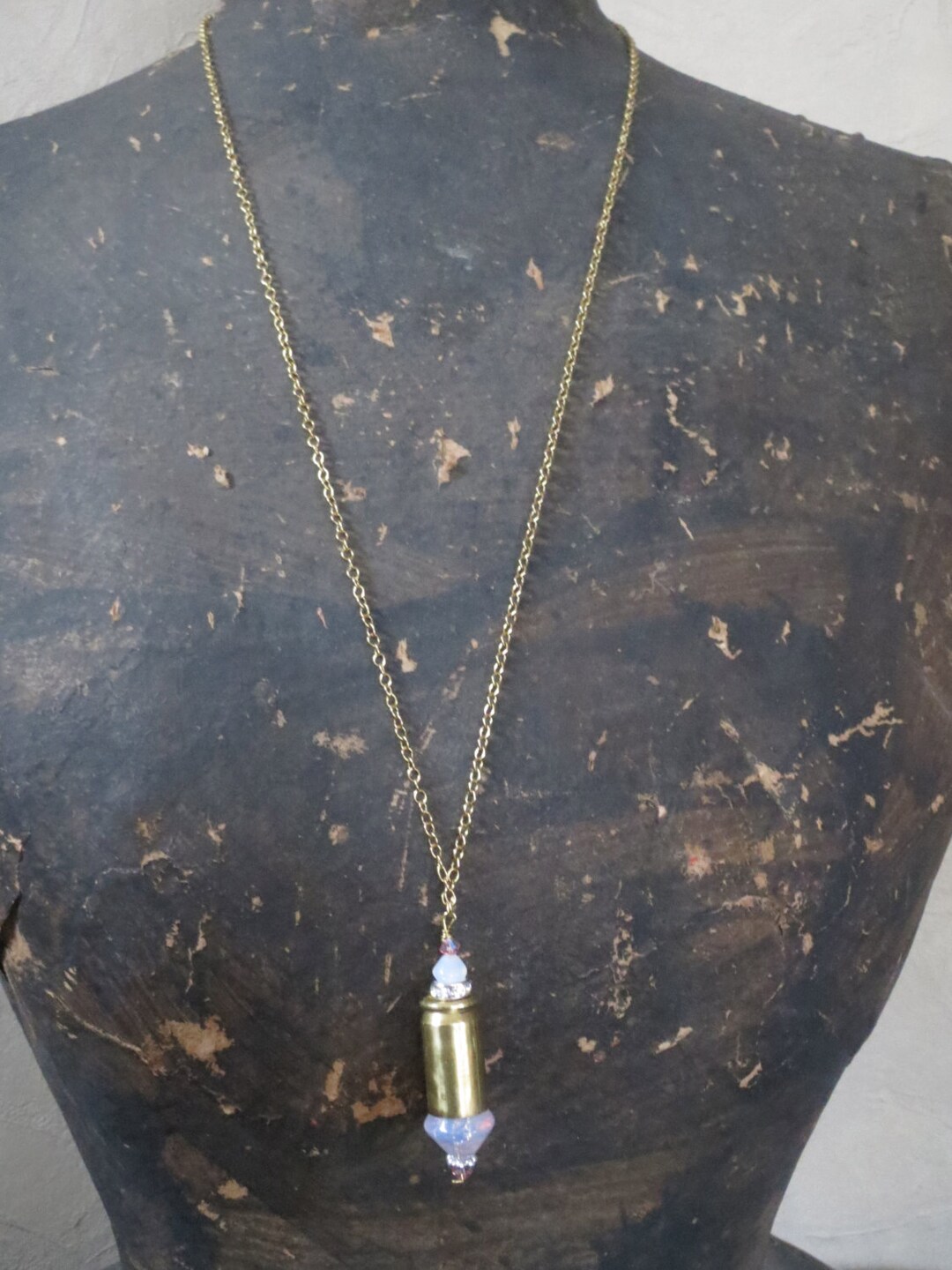 Bullet Casing and Pink Crystal Necklace - Etsy