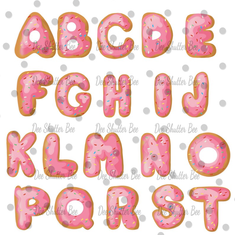 Donut Alphabet Font With Commercial Use PNG for Sublimation or Graphic ...