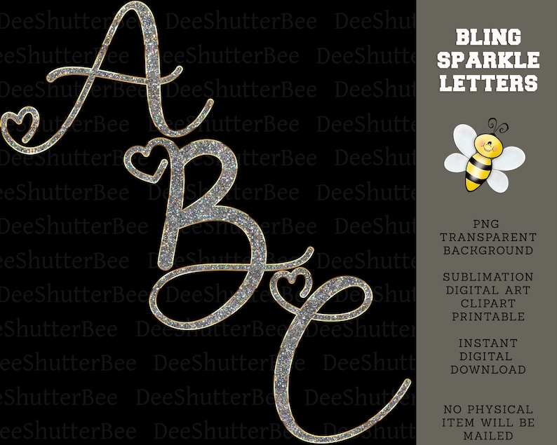 Bling Sparkly Diamond Alphabet Commercial Use Sublimation Graphic ...