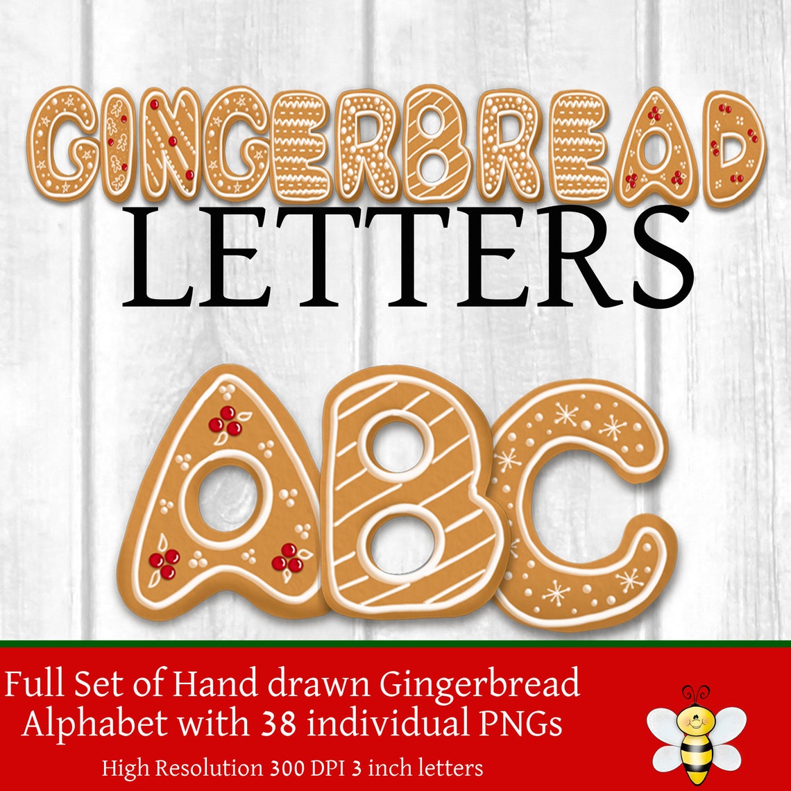 Gingerbread Clipart Alphabet Font PNG for Commercial Sublimation or ...