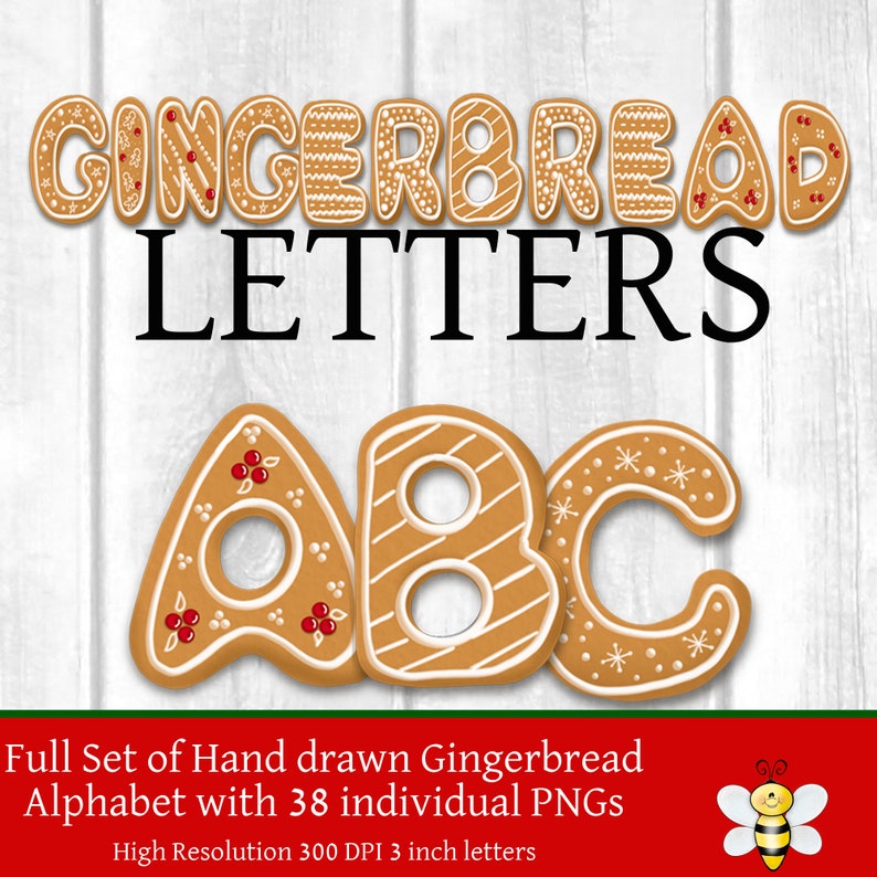Gingerbread Clipart Alphabet Font PNG for Commercial Sublimation or ...