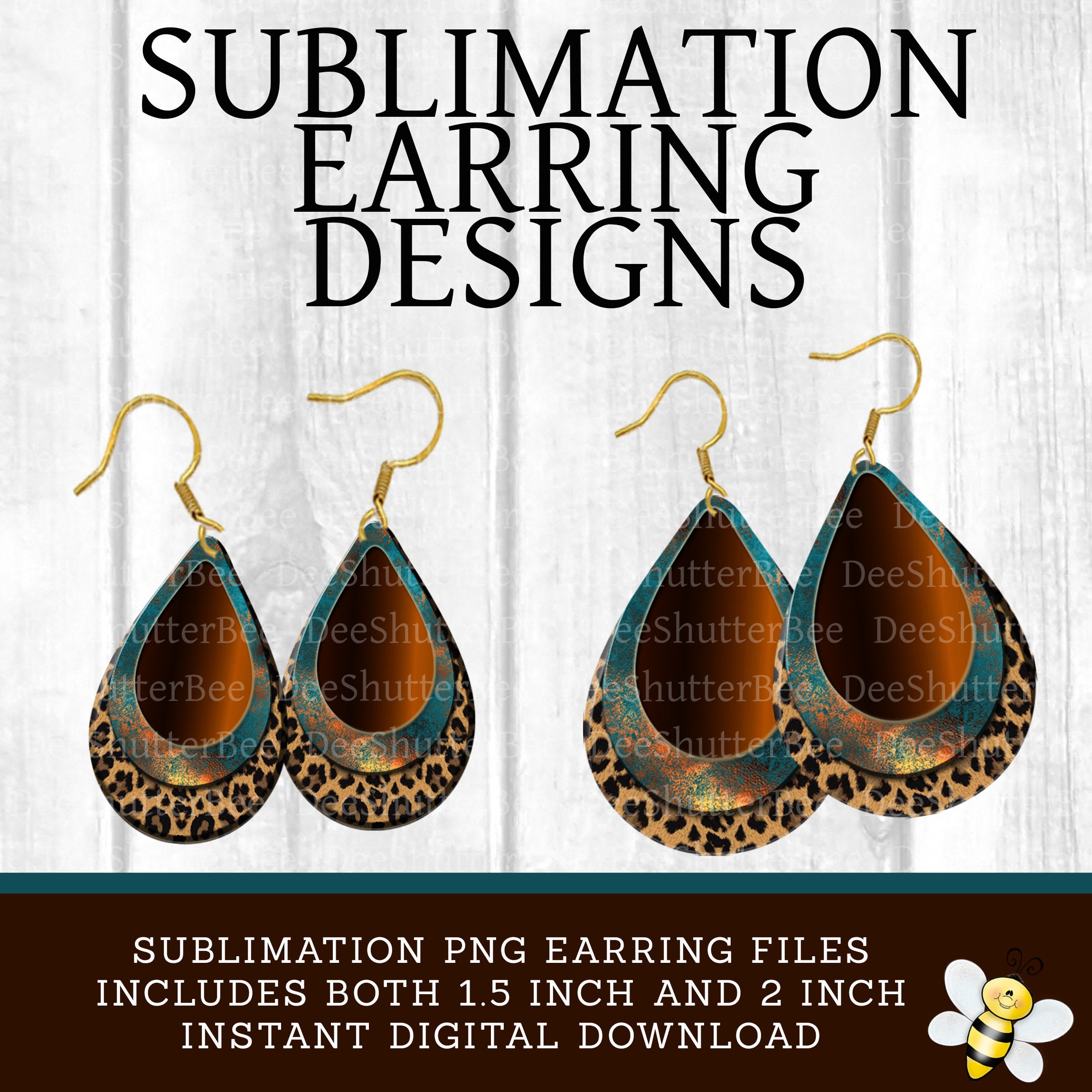 Bronze Leopard Sublimation PNG Earring Design, Metallic Earring Graphic ...