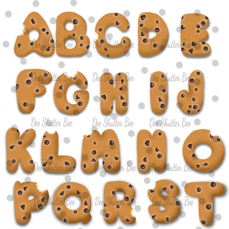 Bitten Chocolate Chip Cookie Alphabet With Commercial Use for ...