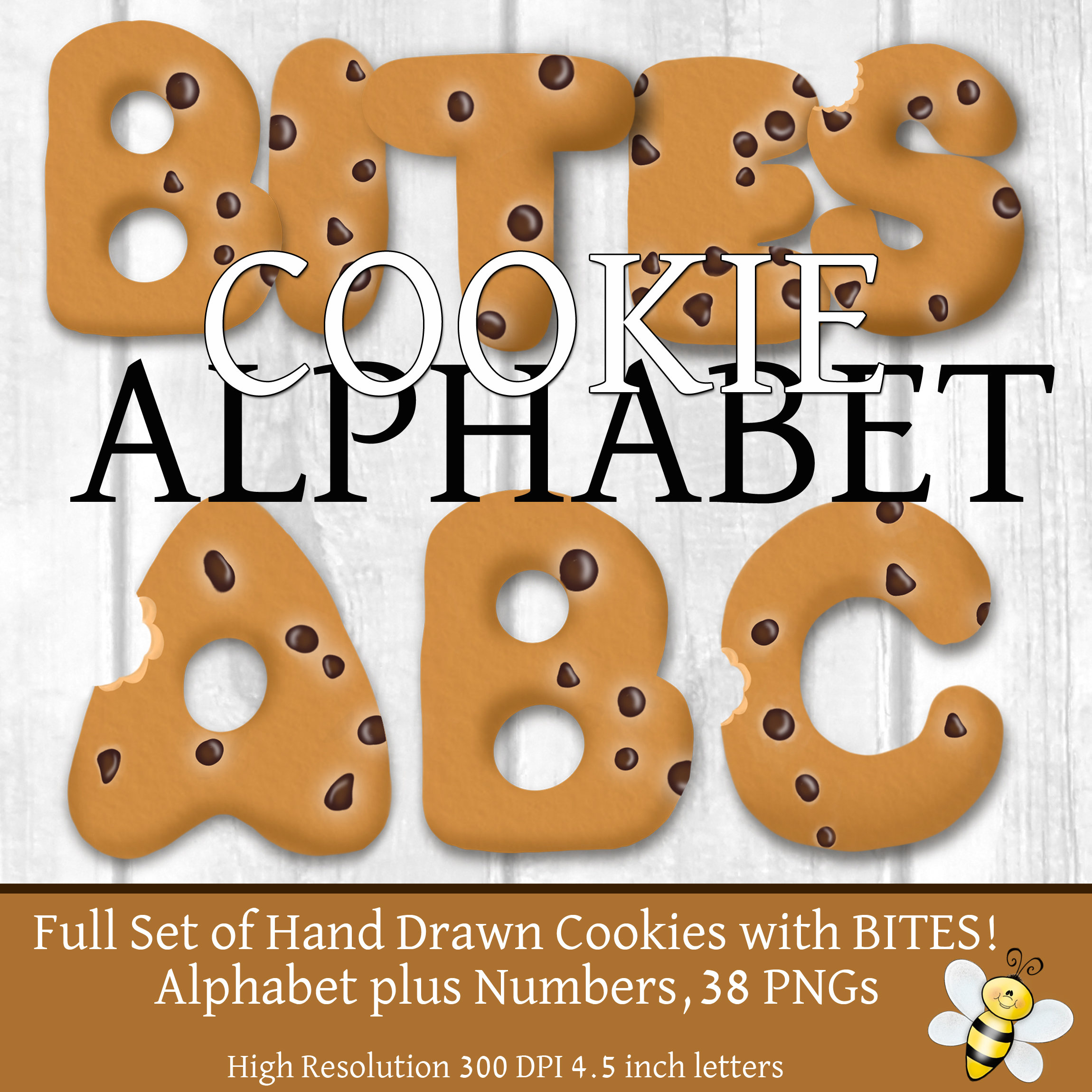 Bitten Chocolate Chip Cookie Alphabet With Commercial Use for ...