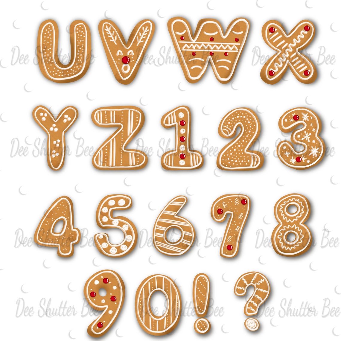 Gingerbread Clipart Alphabet Font PNG for Commercial Sublimation or ...