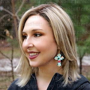 Sublimation Mockup 2 Inch Cross Earring, Easy PNG Frame for Earring ...