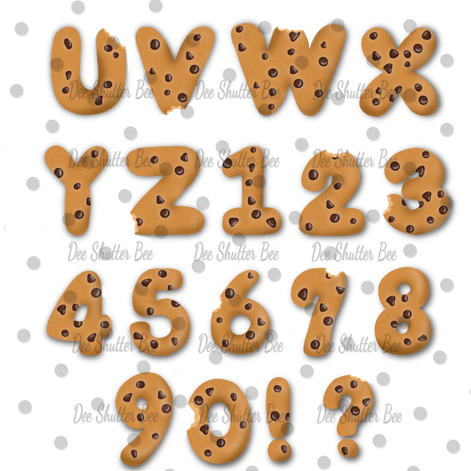 Bitten Chocolate Chip Cookie Alphabet With Commercial Use for ...