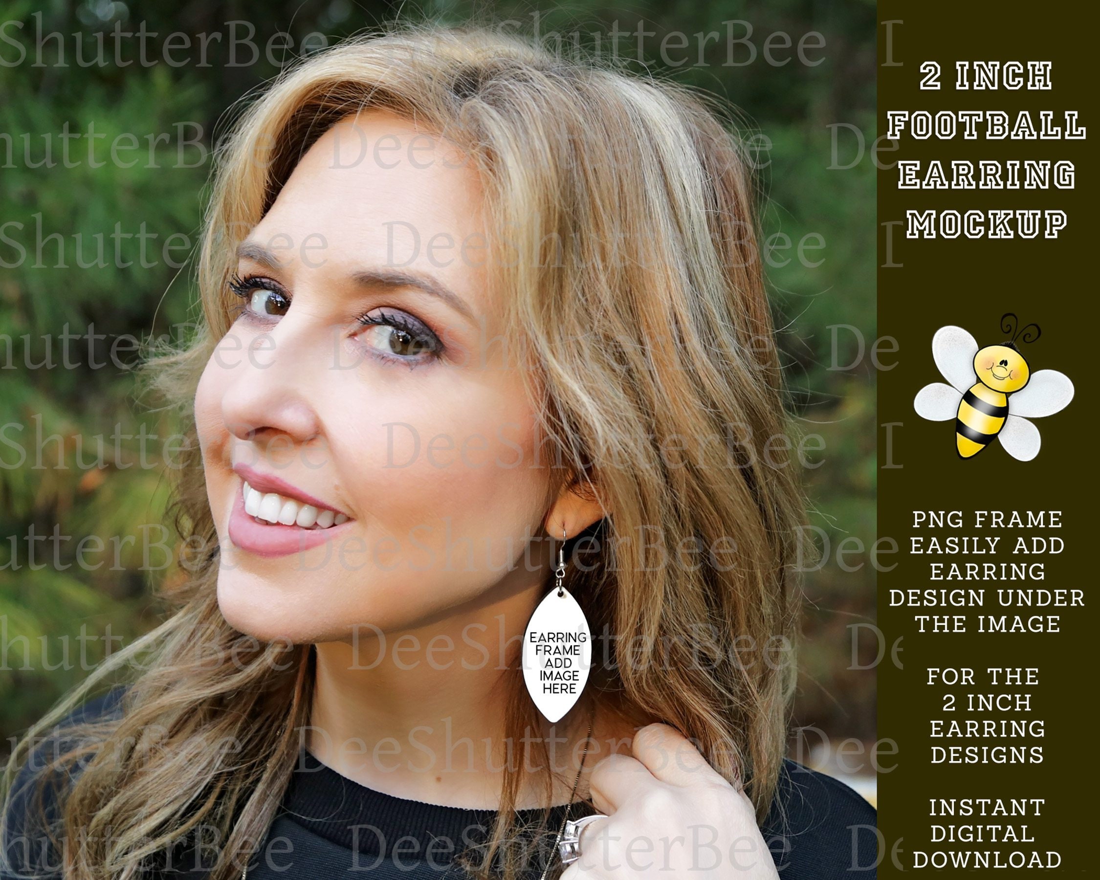 Sublimation Mockup 2 Inch Football Shaped Earring Mockup, PNG PSD Frame ...