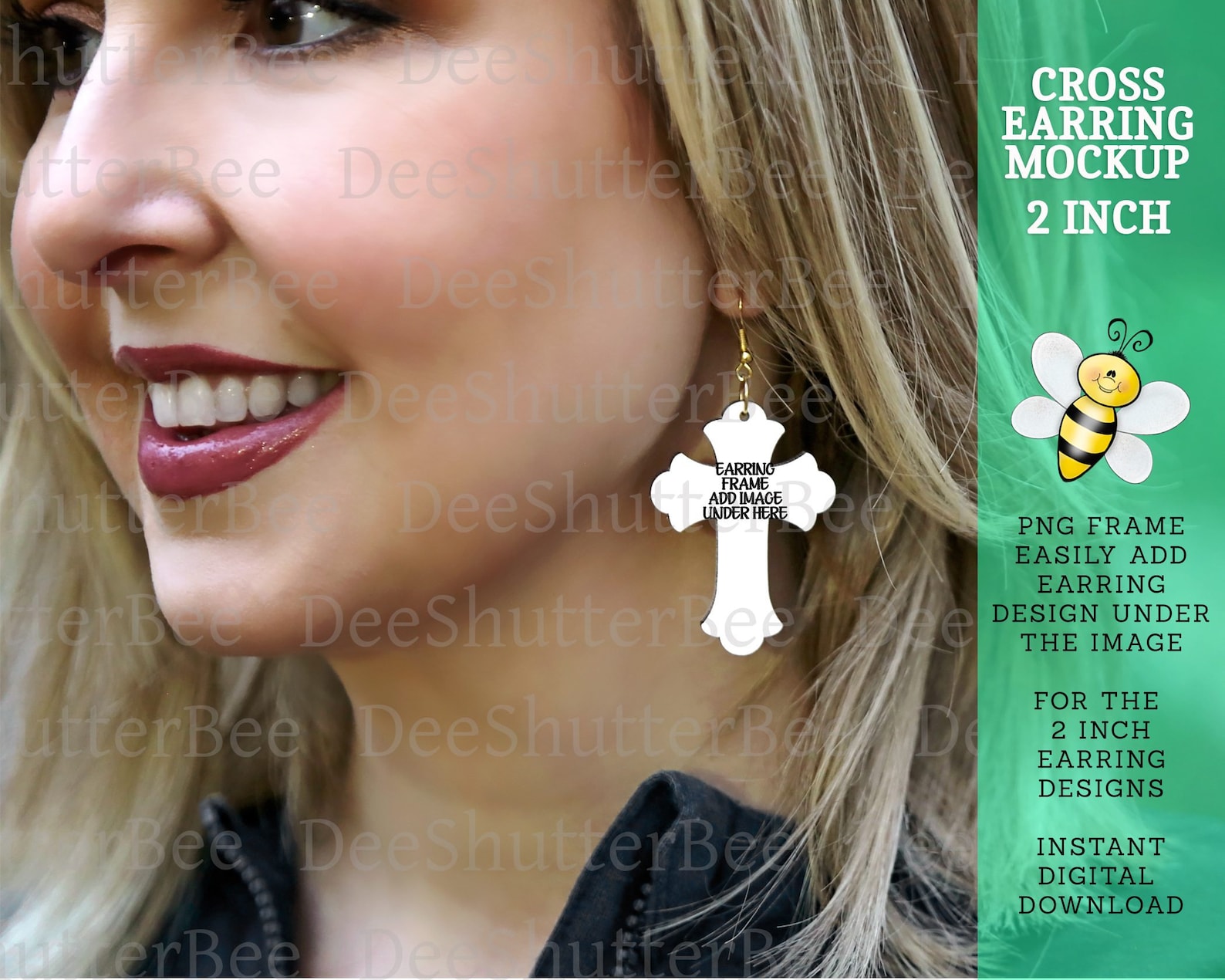 Sublimation Mockup 2 Inch Cross Earring, Easy PNG Frame for Earring ...