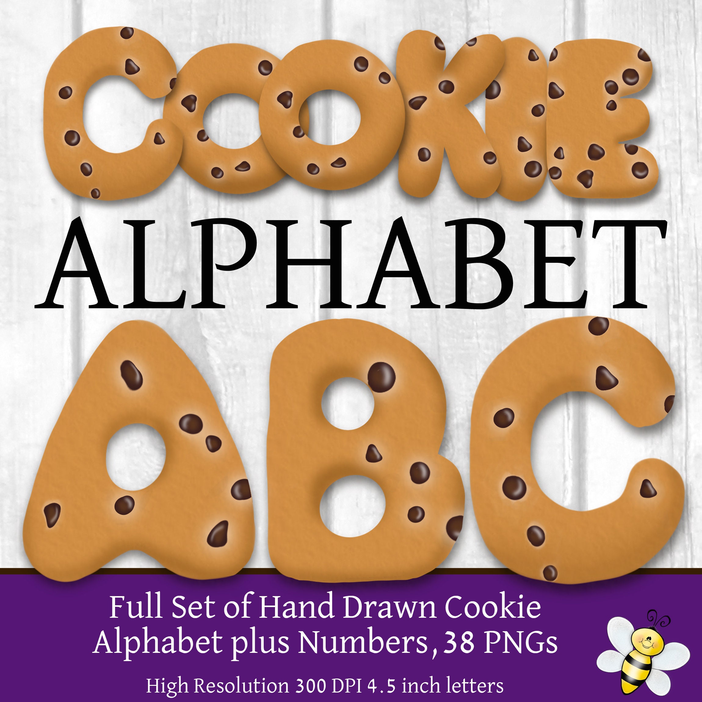 Chocolate Chip Cookie Alphabet With Commercial Use for Sublimation or ...