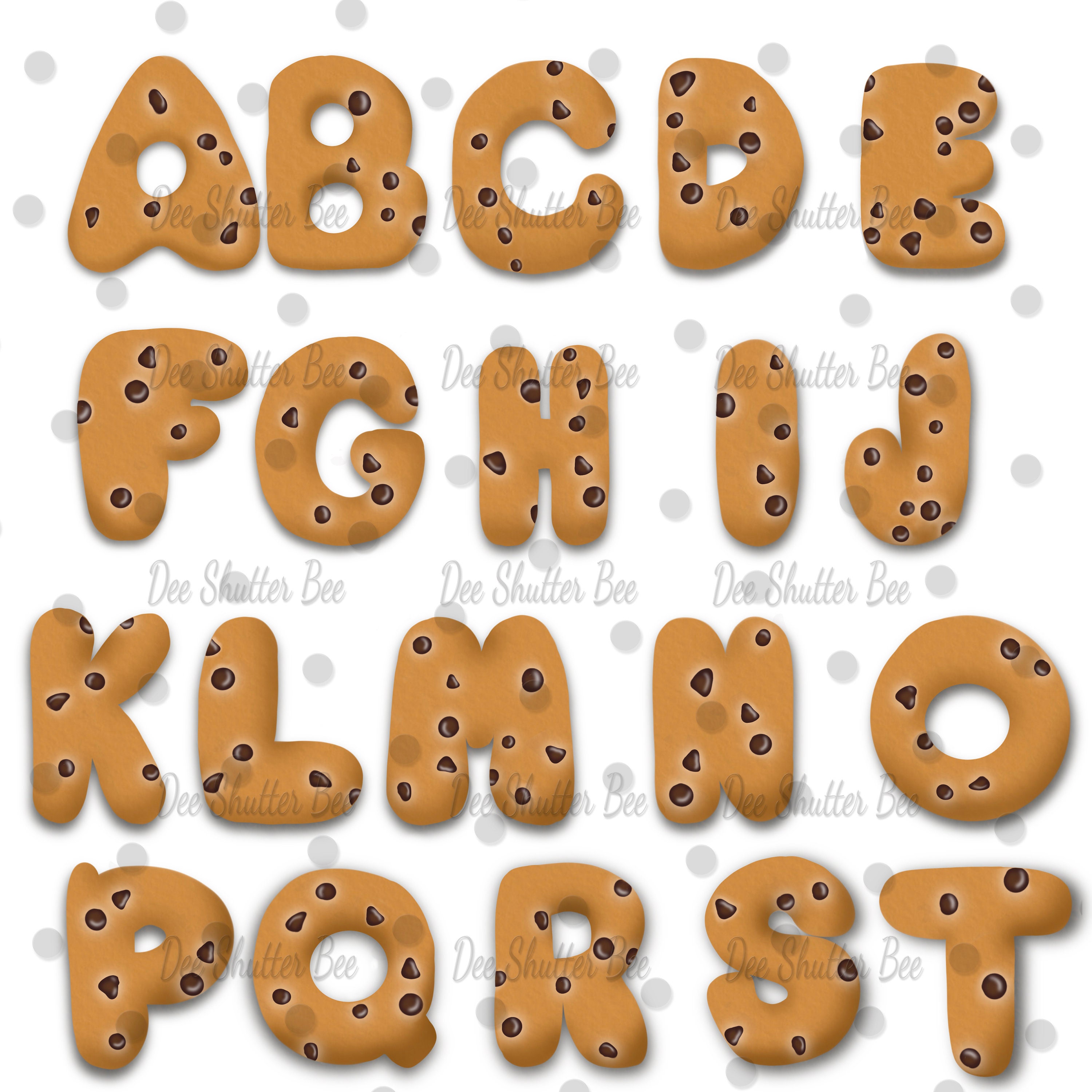 Chocolate Chip Cookie Alphabet With Commercial Use for Sublimation or ...