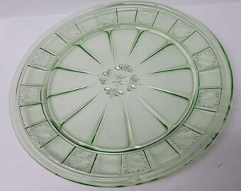 Green Depression Glass Plate - Etsy
