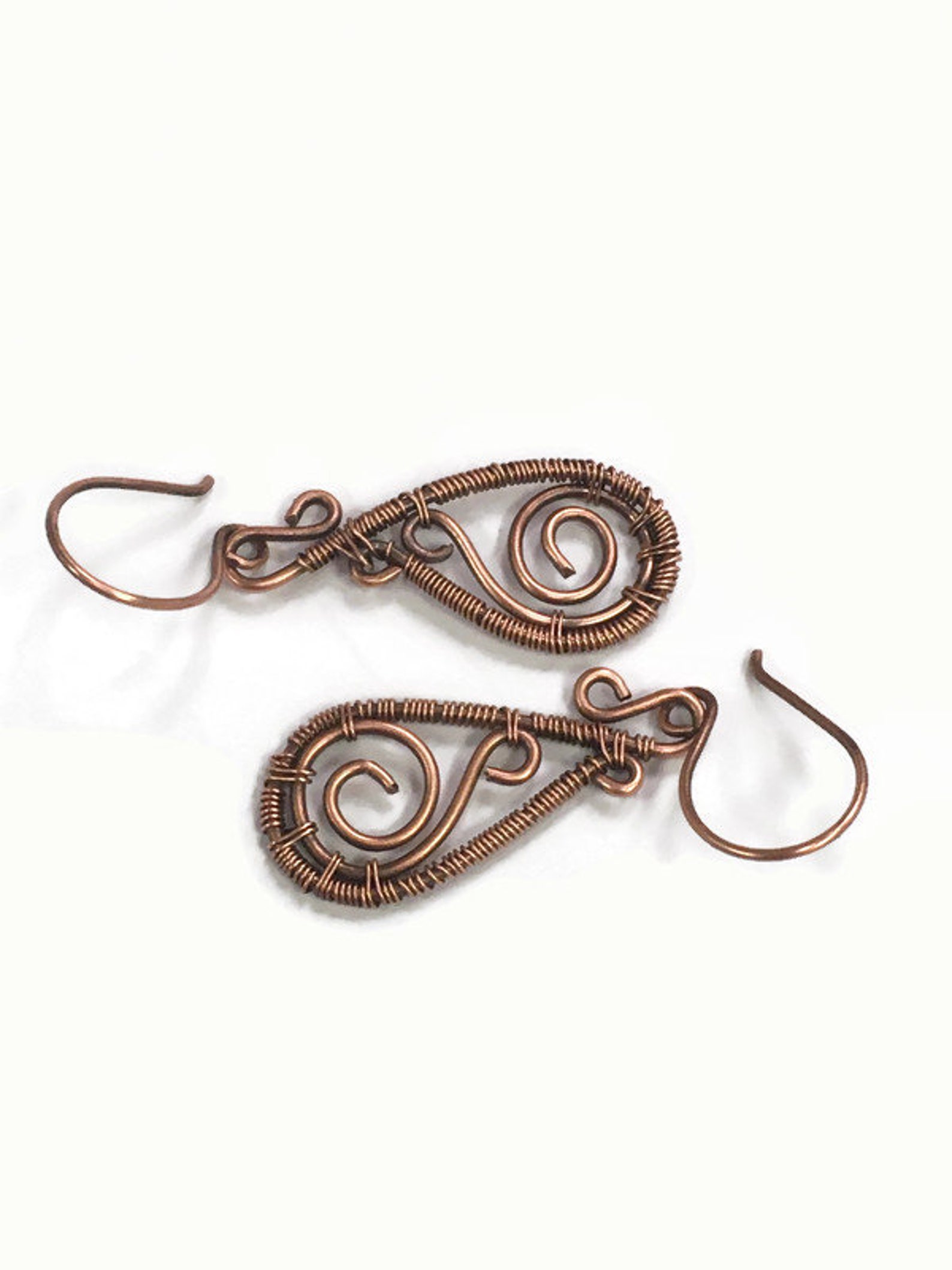 Copper Wire Wrapped Earrings Copper Wire Wrapped Etsy