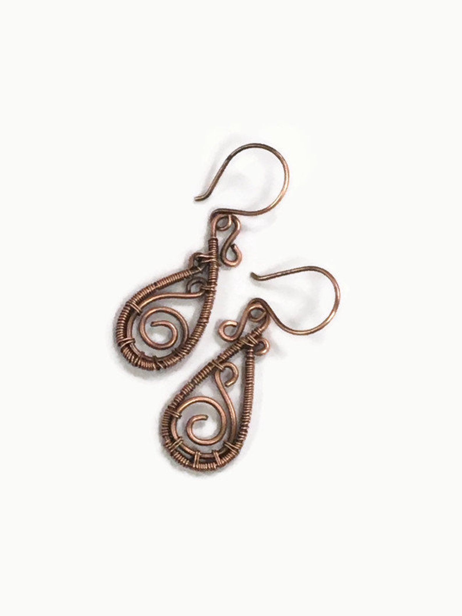 Copper Wire Wrapped Earrings Copper Wire Wrapped Etsy